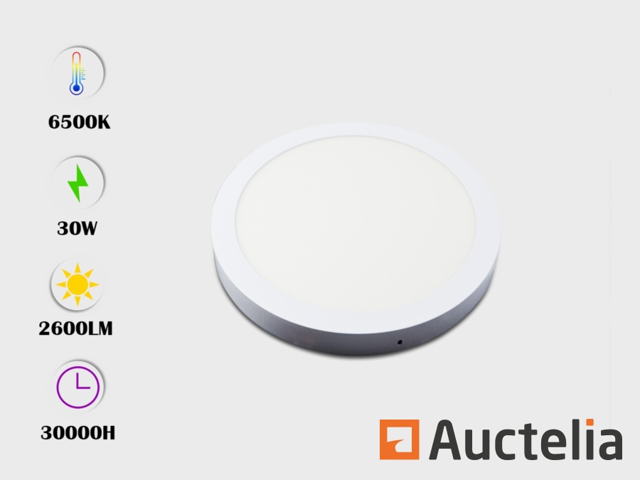10 x 30W round LED panel surface mounted 6500K (white) - Lighting fixt ...