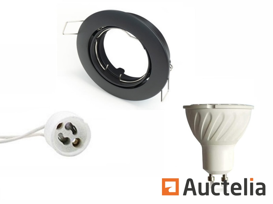 25 x GU10 LED Spot Set - GU10 Fitting - Black - 5W - 3000K with socket ...