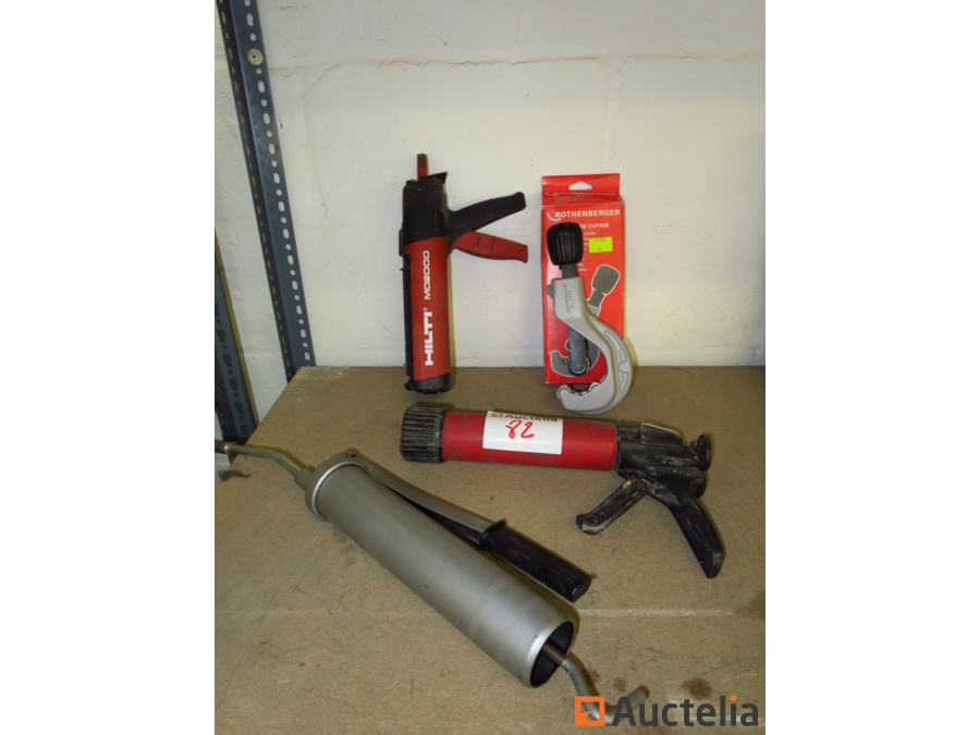 Hilti Dual-Component Pistol, Rothenberger Tube Cutter, Grease Gun, Sil ...