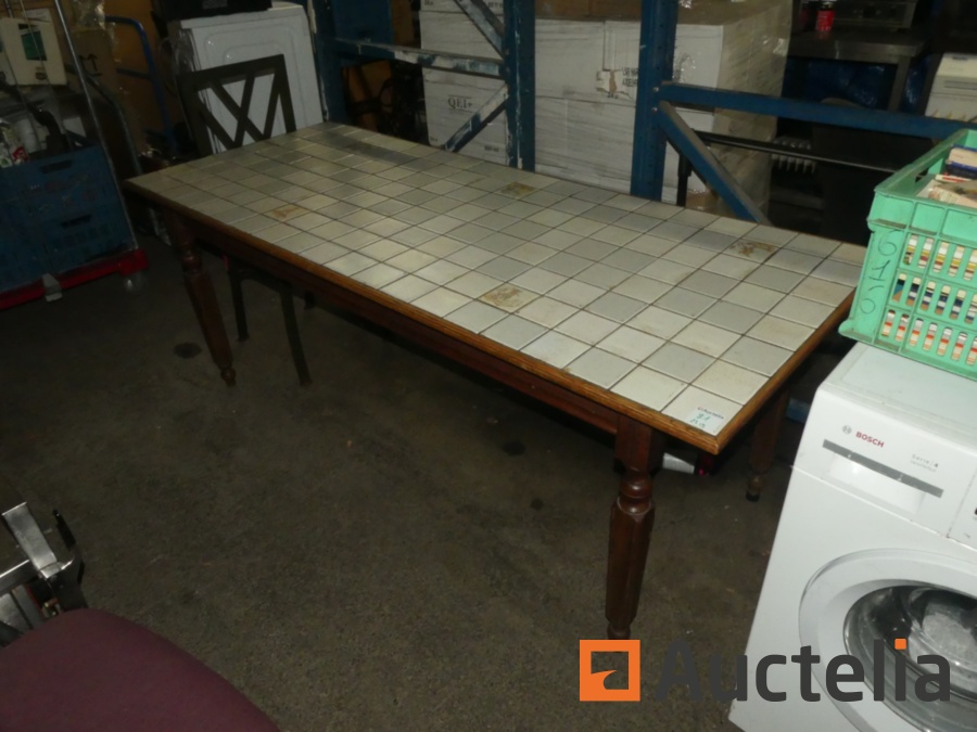 Wooden Table with tiled top - Horeca - auctelia.com