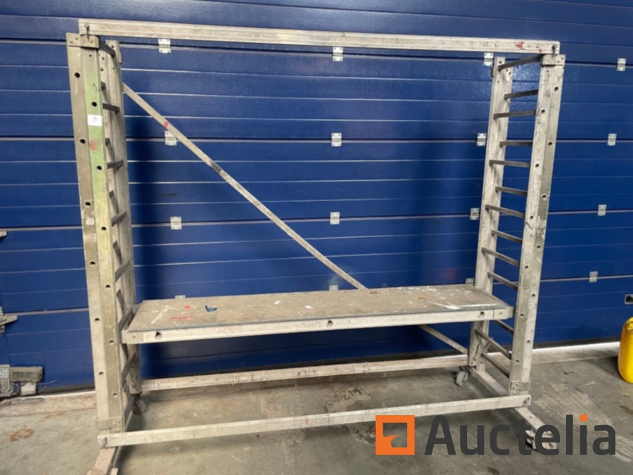 Alu stelling met platform en schuifladder op wielen - Bouwmachines - o ...