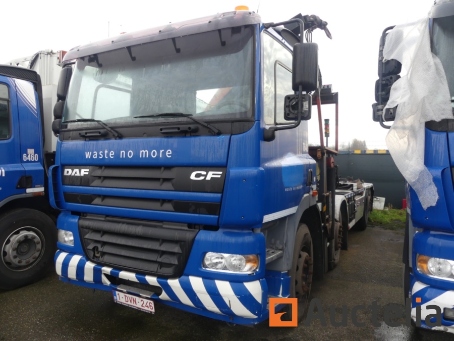 Container vrachtwagen DAF CF (2003) met hijskraan Auxiliary Palfinger ...