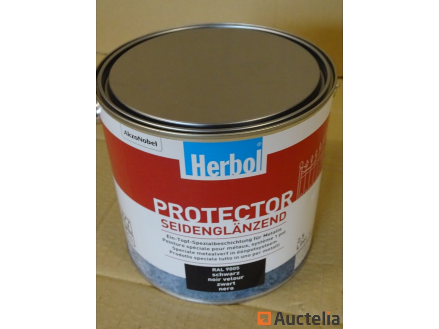 Pot de verf metaal kleur fluweelzwart Herbol 2, 5L - Bouw - Bouwmachin ...